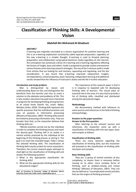 Pdf Classification Of Thinking Skills A Developmental Vision