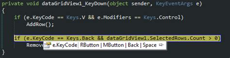 C How To Use The Datagridviews Keydown Event And Check What Key Was