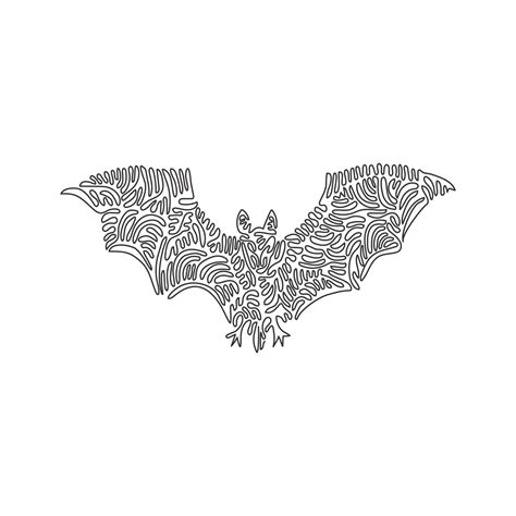 Continuous Curve One Line Drawing Bat Mammals Capable Of Flight Single Line Editable Stroke