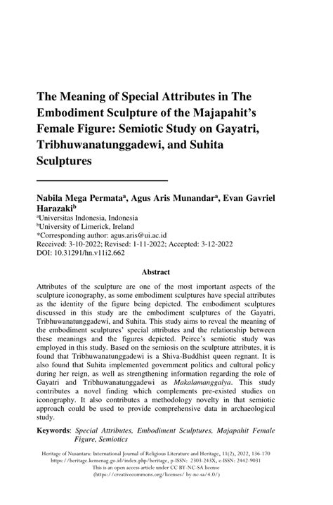 Pdf Makna Atribut Istimewa Pada Arca Perwujudan Tokoh Tokoh Perempuan