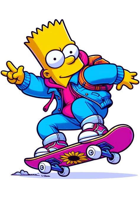 Bart Simpson Andando De Skate Cartoon Png