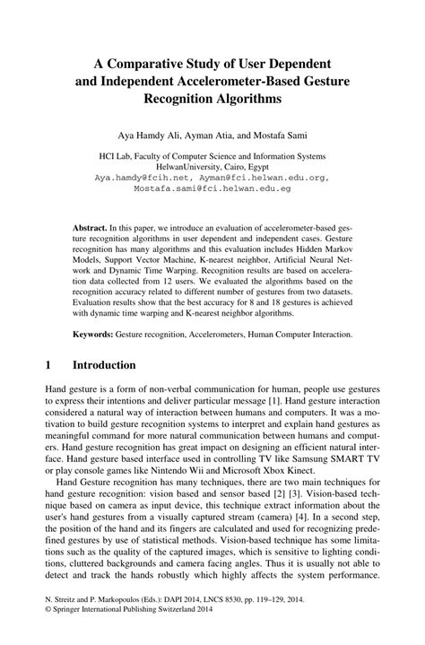 PDF A Comparative Study Of User Dependent And Independent Accelerometer Based Gesture