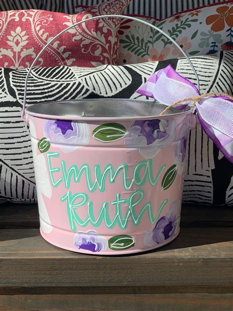 Customized Easter Bucket Hand Painted Easter Bucket Painted Easter