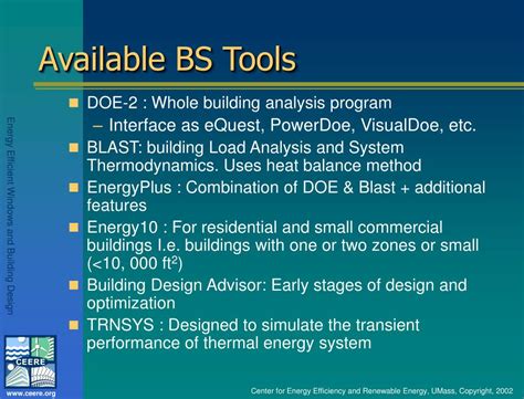 Ppt Energy Efficient Windows And Building Design Software Workshop Building Simulation