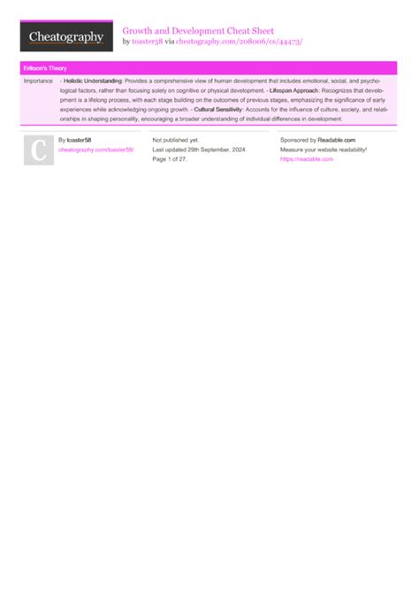 Growth And Development Cheat Sheet By Toaster58 Download Free From