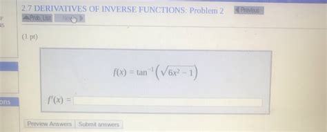 solved 2 7 derivatives of inverse functions problem 2