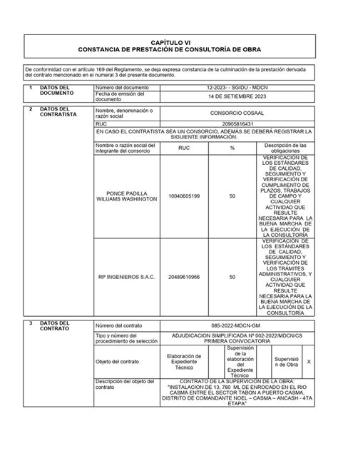 Formato De Constancia De Prestación De Servicios 2 Pdf