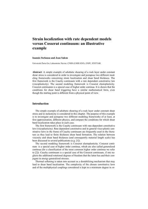 Pdf Strain Localization With Rate Dependent Models Versus Cosserat