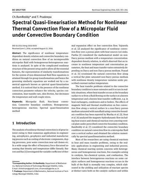 Pdf Spectral Quasi Linearisation Method For Nonlinear Thermal