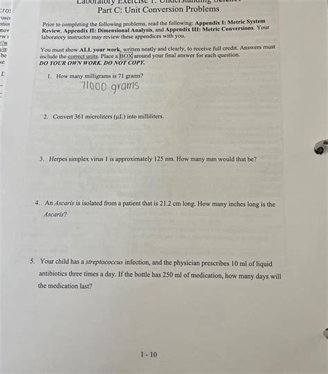 Solved Part C Unit Conversion Problems Prior To Completing Chegg