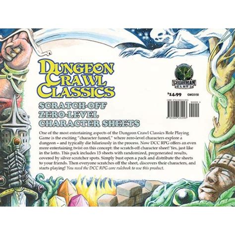 Dungeon Crawl Classics Scratch Off Zero Level Character Sheets
