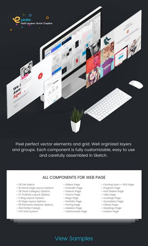 دانلود قالب لایه باز وب سایت Multi Prupose Sketch Template UI Kit تایم کد