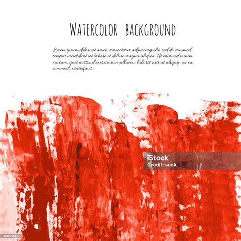 벡터 피 묻은 빨강 건조 브러시 얼룩 스트로크와 장미 수채화 질감 배경 피에 대한 스톡 벡터 아트 및 기타 이미지 피 빨강
