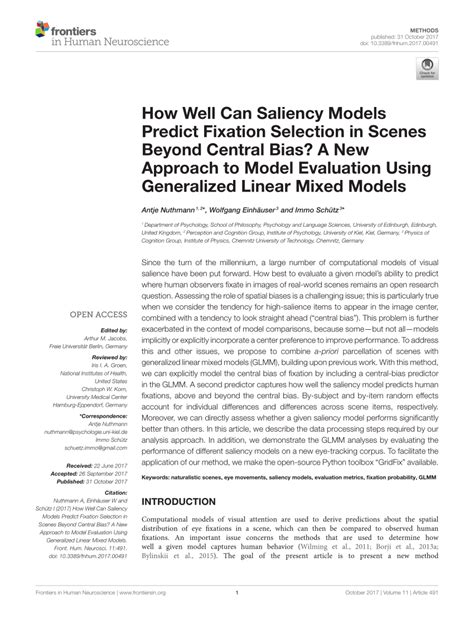 pdf how well can saliency models predict fixation selection in scenes