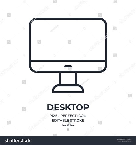 Desktop Computer Editable Stroke Outline Icon Stock Vector Royalty