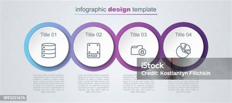 라인 서버 폴더 및 잠금 및 파이 차트 인포 그래픽을 설정합니다 비즈니스 인포그래픽 템플릿입니다 벡터 다이어그램에 대한 스톡 벡터 아트 및 기타 이미지 Istock