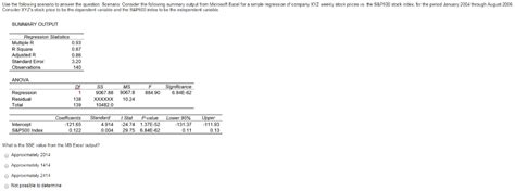 Solved Use The Following Scenario To Answer The Question
