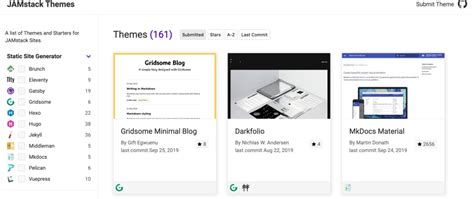 a list of themes and starters for jamstack sites dev community