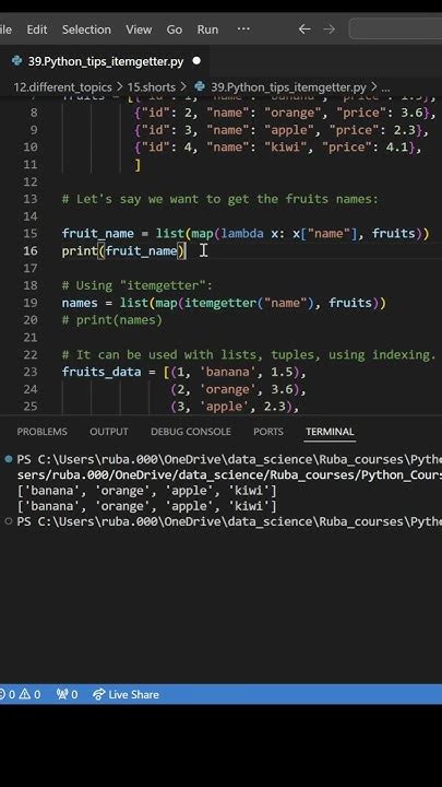 python tips itemgetter function provides a clean and concise code