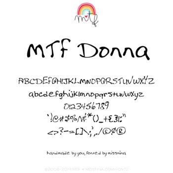 MTF Donna Personal Use Miss Tiina Fonts By Miss Tiina TPT