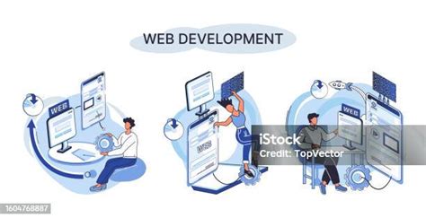 웹 개발 코딩 및 프로그래밍 창조 디지털 소프트웨어 모바일 데스크톱 플랫폼 html에 대한 스톡 벡터 아트 및 기타 이미지