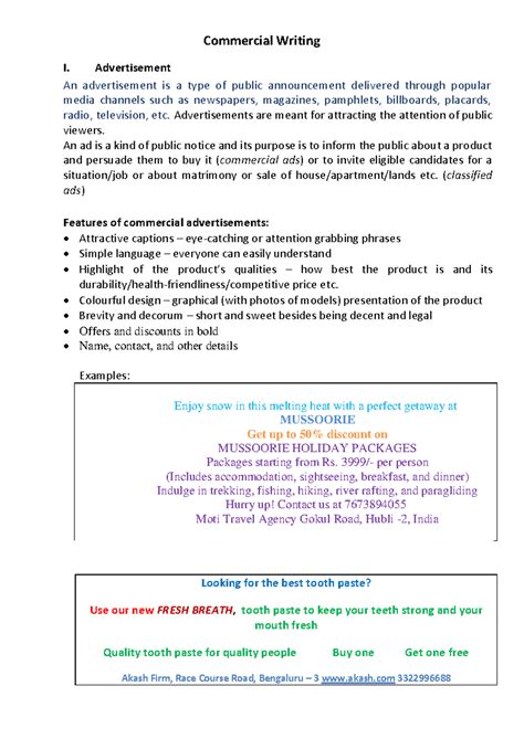 How To Write A Commercial Advertisement