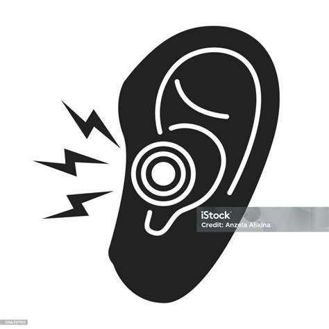 급성 귀 통증 블랙 글리프 아이콘 중이염 염증 고막 격리 벡터 요소 웹 페이지 모바일 앱 프로모션을 위한 개요 그림 개념에 대한