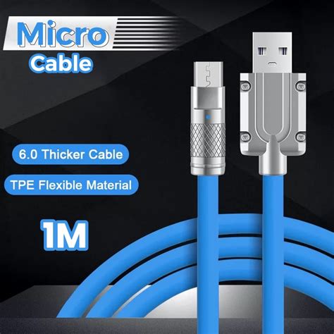 1pcs Micro USB Liquid Silicone Cable Metal Cable Android Mobile Charger Data 1M Cord Shopee