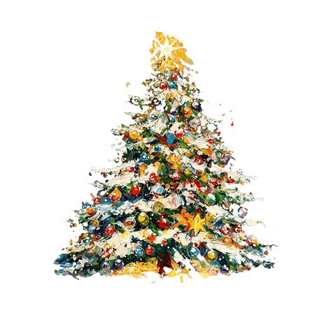 빛나는 별과 함께 정교하게 장식된 크리스마스 트리 그림 페인트 등 정교하게 장식된 크리스마스 트리 Png 일러스트 및 이미지 에 대한 무료 다운로드 Pngtree