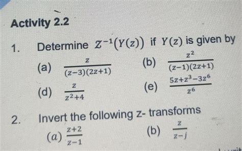 Solved Determine Z Y Z If Y Z Is Given By A Chegg Com