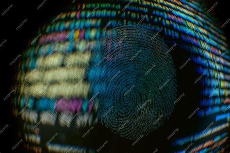 Premium Photo Nice Fingerprint On The Crumpled Background Of The Code Abstract Computer Script