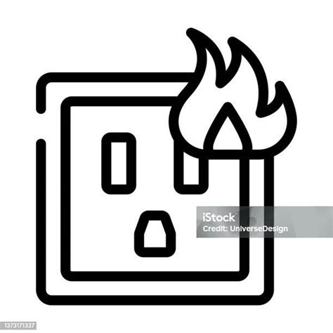 화재 얇은 선 아이콘에 전기 소켓 기술 개념 격리 윤곽 기호에서 전기 불꽃 선형 아이콘 웹 디자인 및 앱에 대한 벡터 그림 기호 요소입니다 0명에 대한 스톡 벡터 아트 및