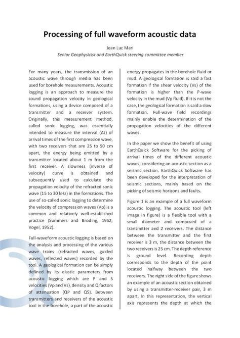 Pdf Processing Of Full Waveform Acoustic Data Acoustic Earthquick