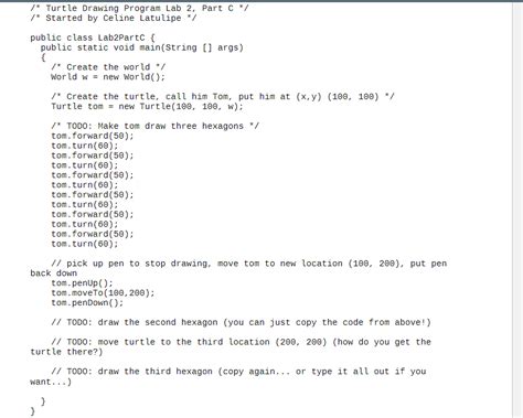 Part B Drawing A Hexagon Open And Examine The Code Chegg