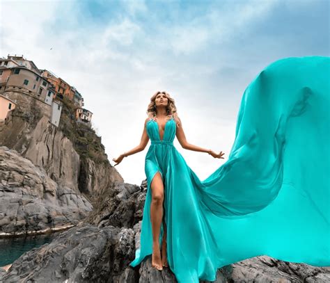 Flying Dress Photoshoot In Santorini Flowy Dresses Photography By