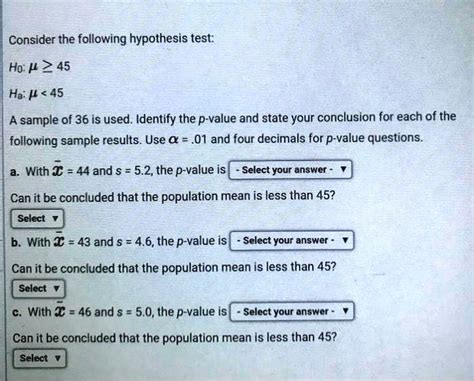 Solved Consider The Following Hypothesis Test Ho 0245 Ha P