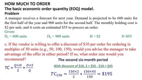 economic order quantity model eoq solved examples youtube