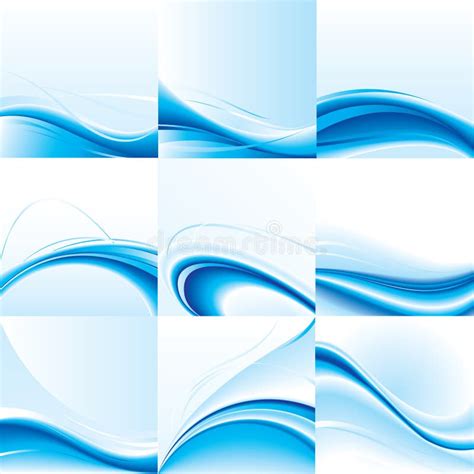 Set Of Blue Abstract Wave Backgrounds Stock Vector Illustration Of Beach Fluid 9193072