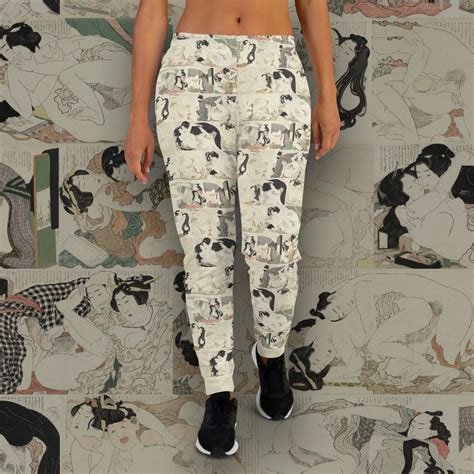 Katsushika Hokusai Erotic Art Joggers Womens Recycled Etsy