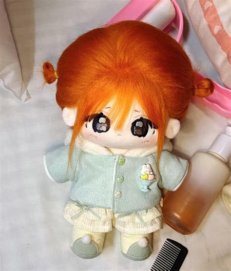 Cute Skin Colored Fried Hair Little Weird Orange Girl Plush Doll 20cm
