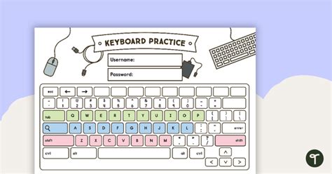 Colour Coded Computer Keyboard Template Teach Starter