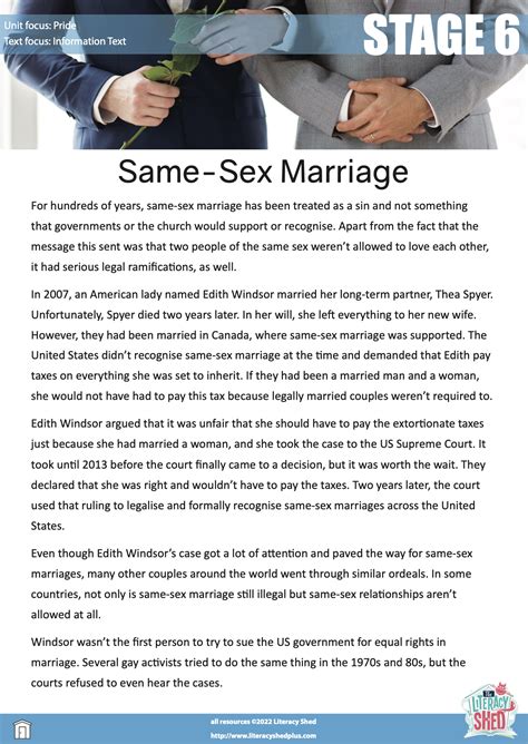 Literacy Shed Plus Litshed Resource Same Sex Marriage Stage 6