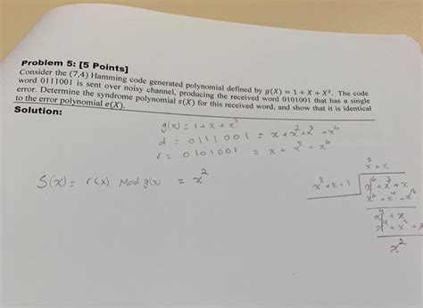 solved problem 5 05 points] consider the 7 4 hamming code
