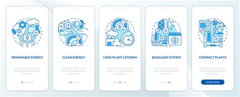 Using Geothermal Energy Advantages Blue Onboarding Mobile App Screen Walkthrough 5 Steps