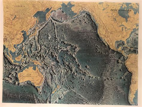 Original October 1969 Map Of The Pacific Ocean Floor National