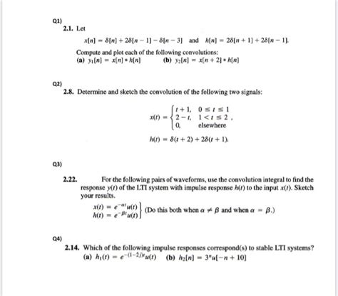 solved q1 2 1 let x[n] 8[n] 28[n 1 [n 3] and h[n]