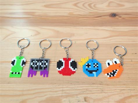 Rainbow Friends Roblox Keychains Perler Bead Art Redorangegreen
