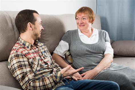 Adult Mother And Son Talk Stock Image Image Of Relationship 94875639
