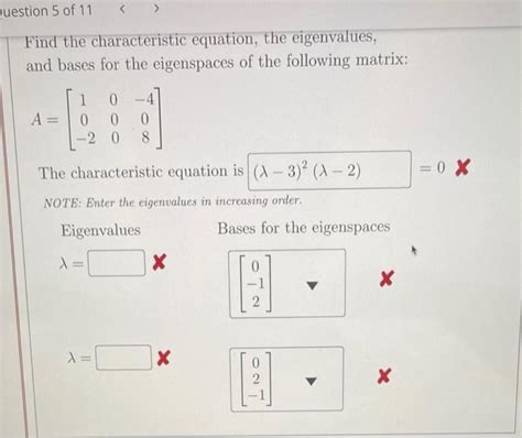 Solved Find The Characteristic Equation The Eigenvalues