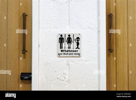 Gender Neutral Toilet Sign In A Coffee Shop England Uk Lifestyle
